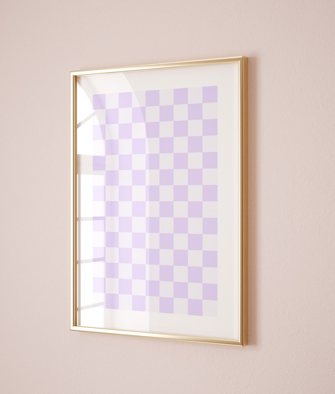 Lilac Wall Art Checkered Art Prints Preppy Room Decor College Dorm ...
