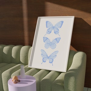 Blue Poster Butterfly Wall Art Blue Art Prints Trendy Digital - Etsy