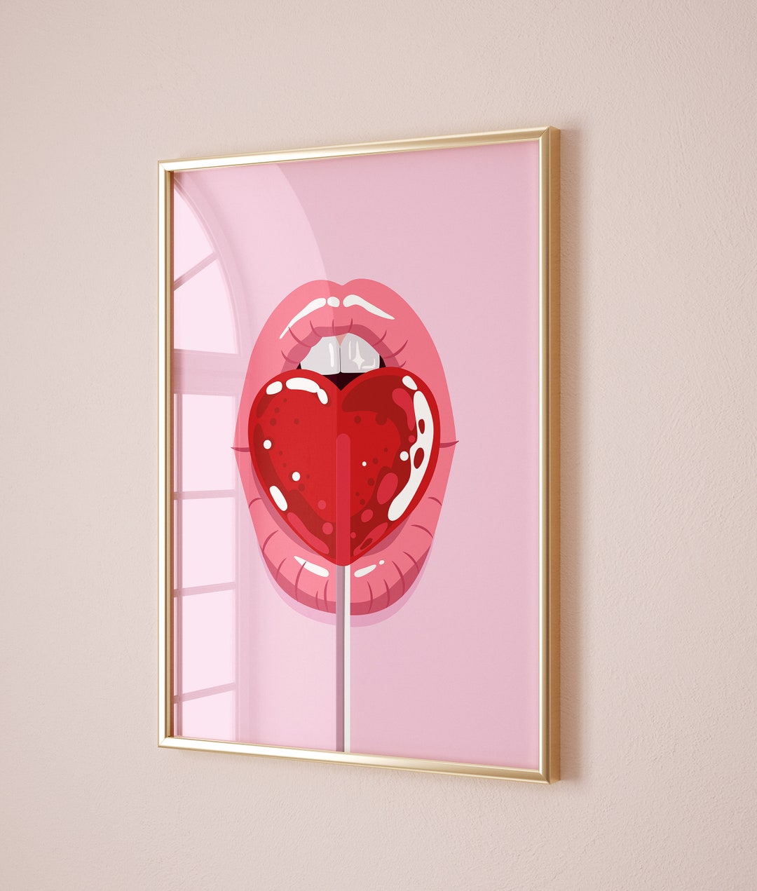 Lips Wall Art Lollipop Poster Kiss Printable Pink Yk2 Print Trendy ...
