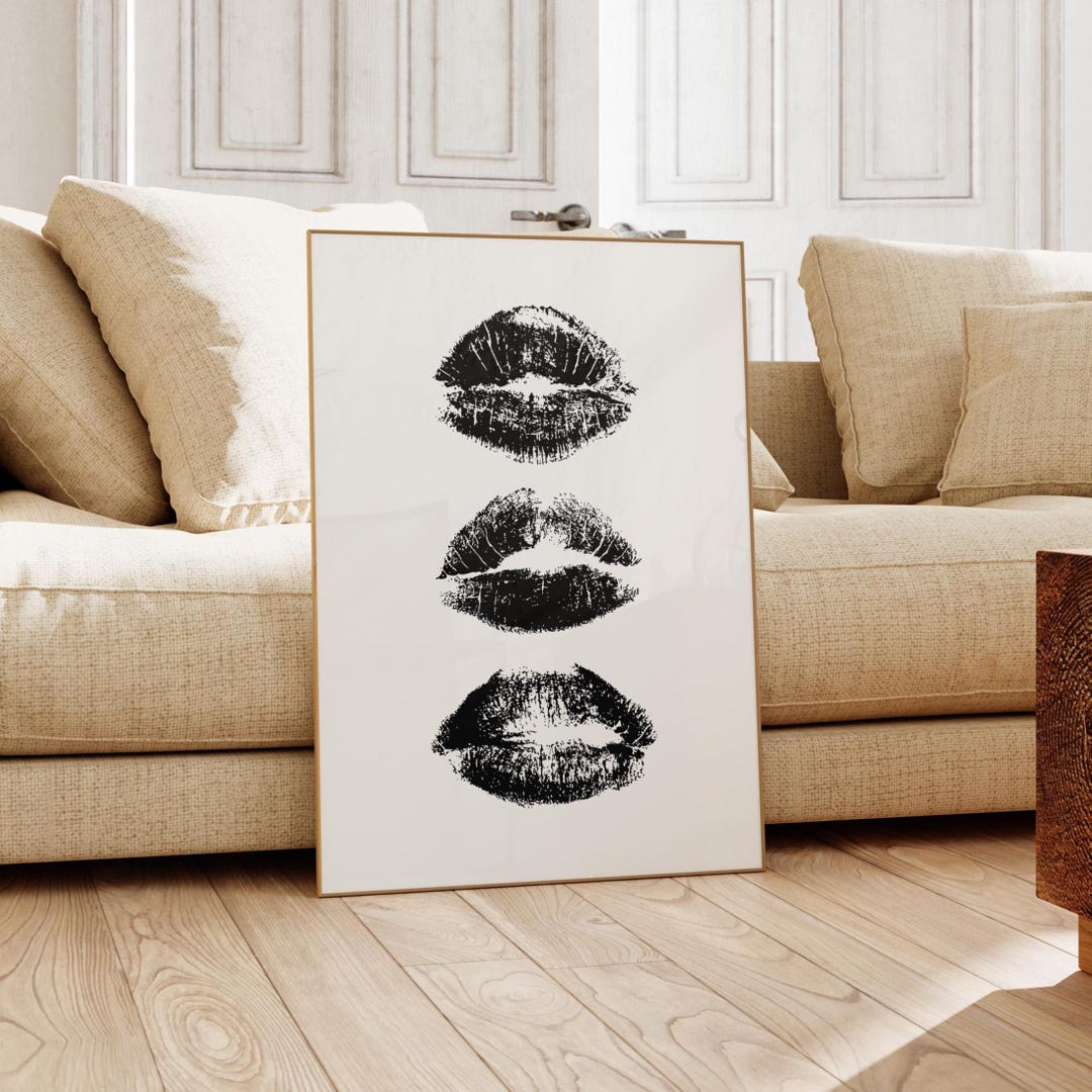 Kiss Lips Wall Art Trendy Poster Lips Print Trendy Digital Prints ...
