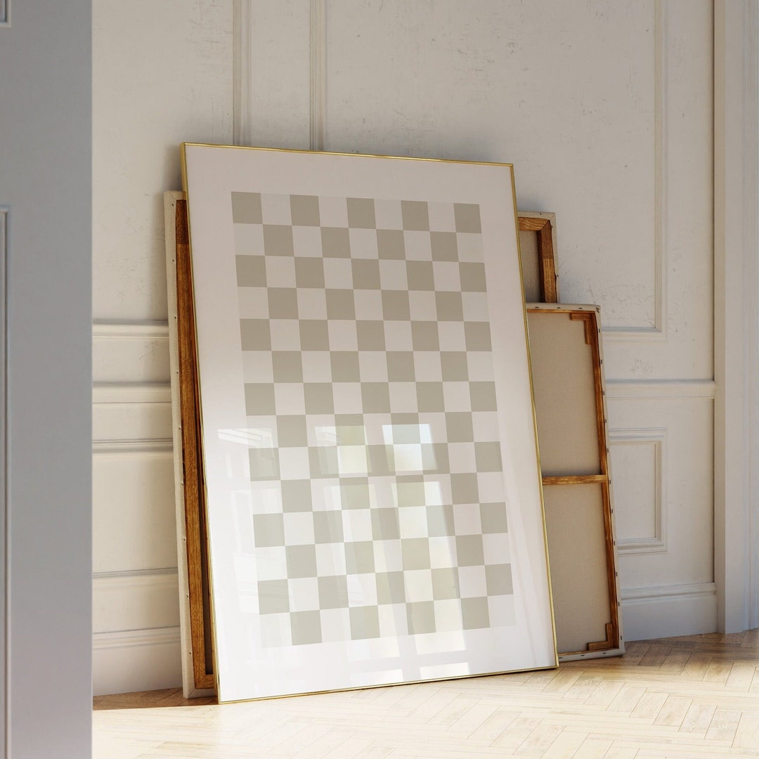 Checkers Art Print Sage Green Wall Art Checkered Poster Green Dorm ...
