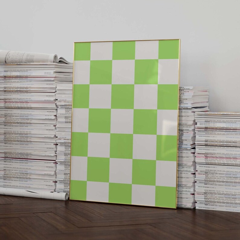 Checkered Poster Checkered Wall Art Funky Poster Checker Room - Etsy