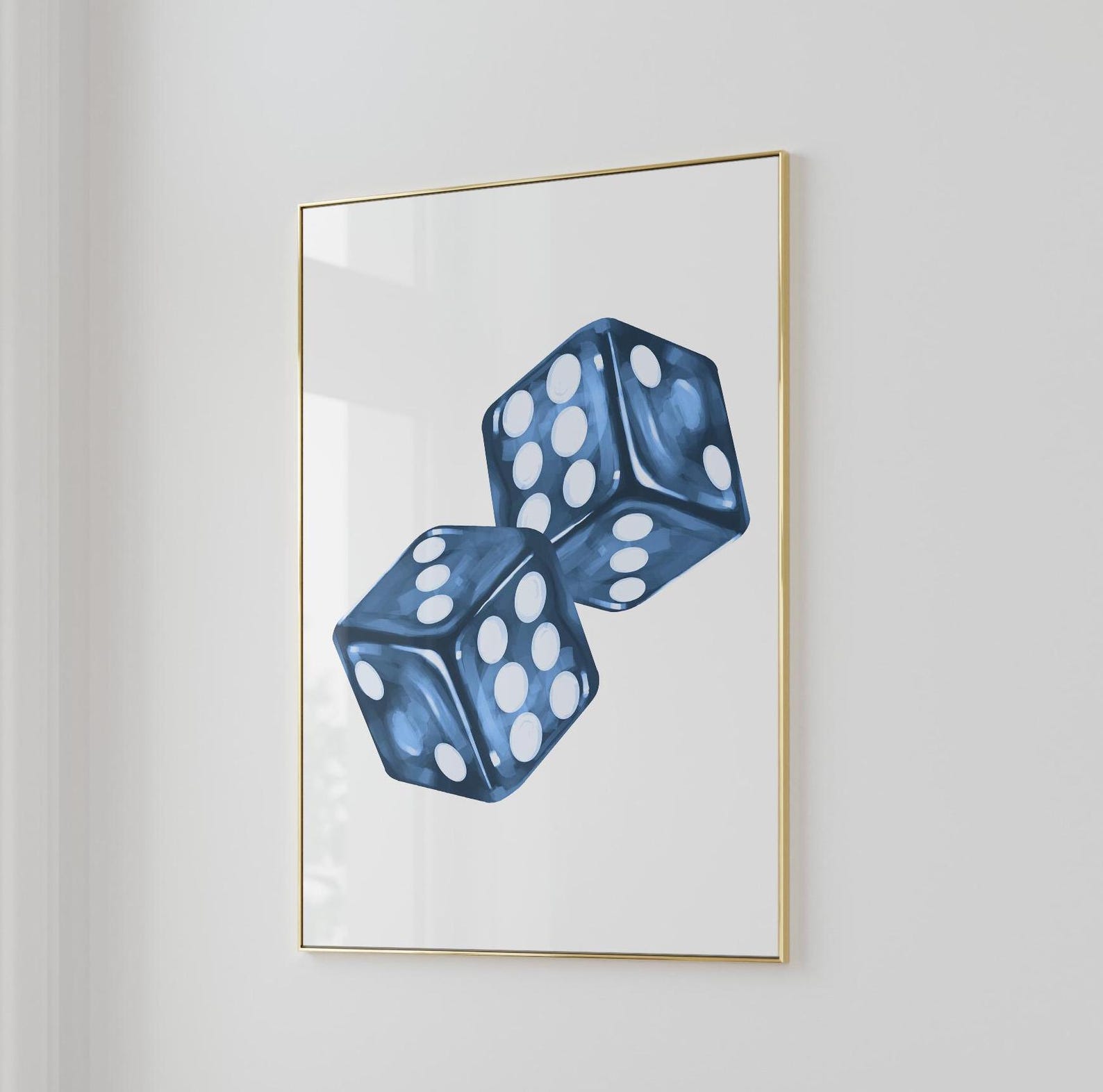 Navy Blue Wall Art Dice Art Aesthetic Room Decor Preppy Art Prints ...