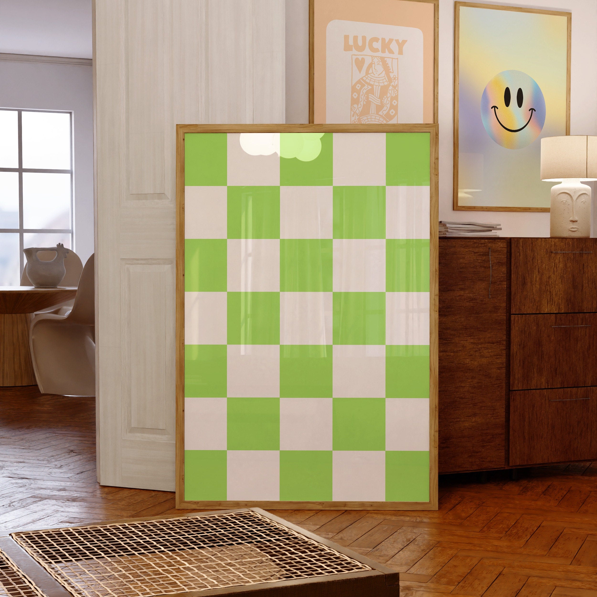 Checkered Poster Checkered Wall Art Funky Poster Checker Room - Etsy