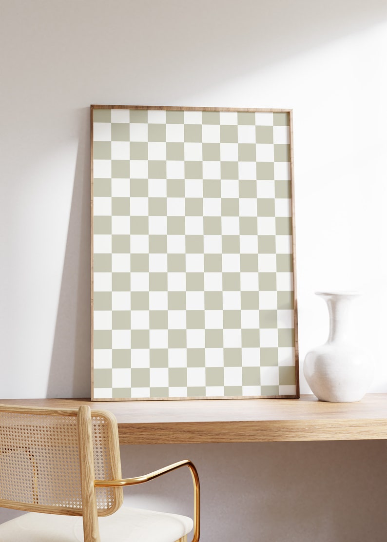 Checkers Poster Sage Green Wall Art Retro Trendy Wall Decor - Etsy