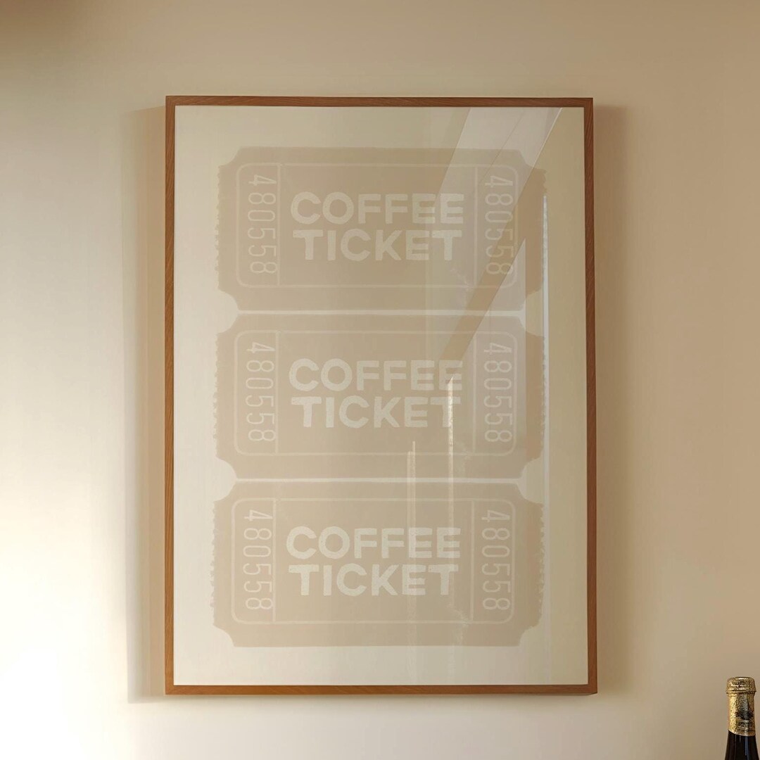 Coffee Ticket Kitchen Art Print, Beige Trendy Poster (digital Download ...