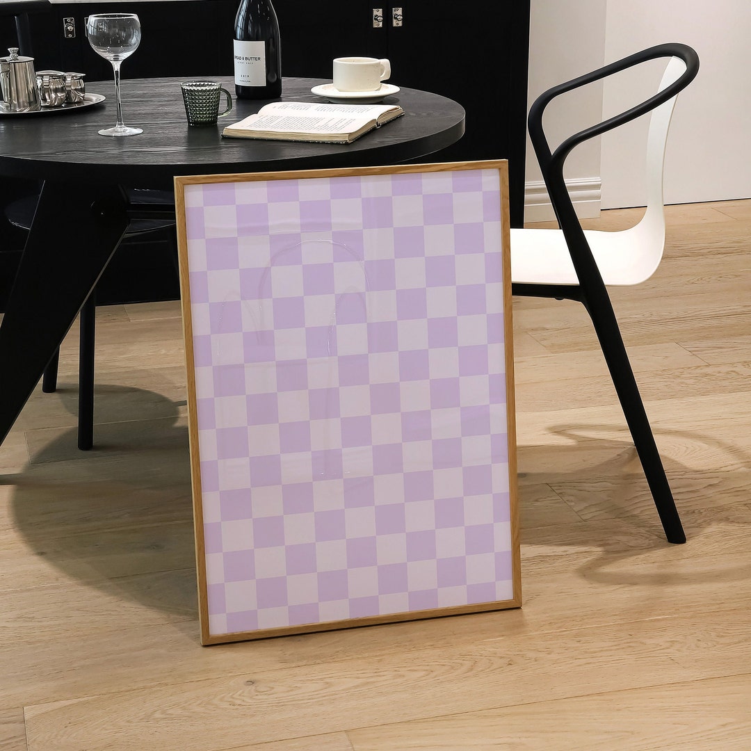 Lilac Checkers Art Print, Trendy Purple Checkerboard Poster (digital ...