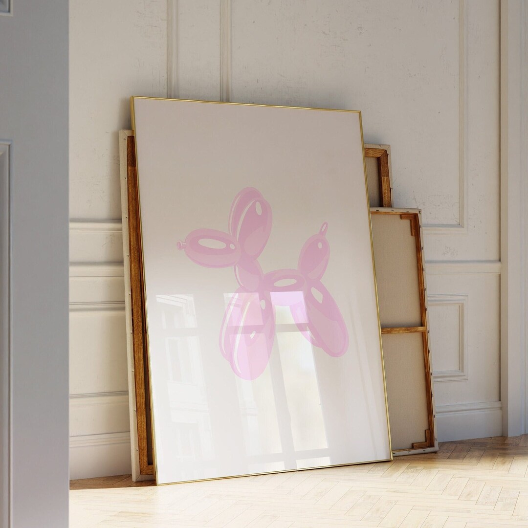 Pink Balloon Dog Print Pink Dorm Decor Funky Wall Decor Preppy - Etsy