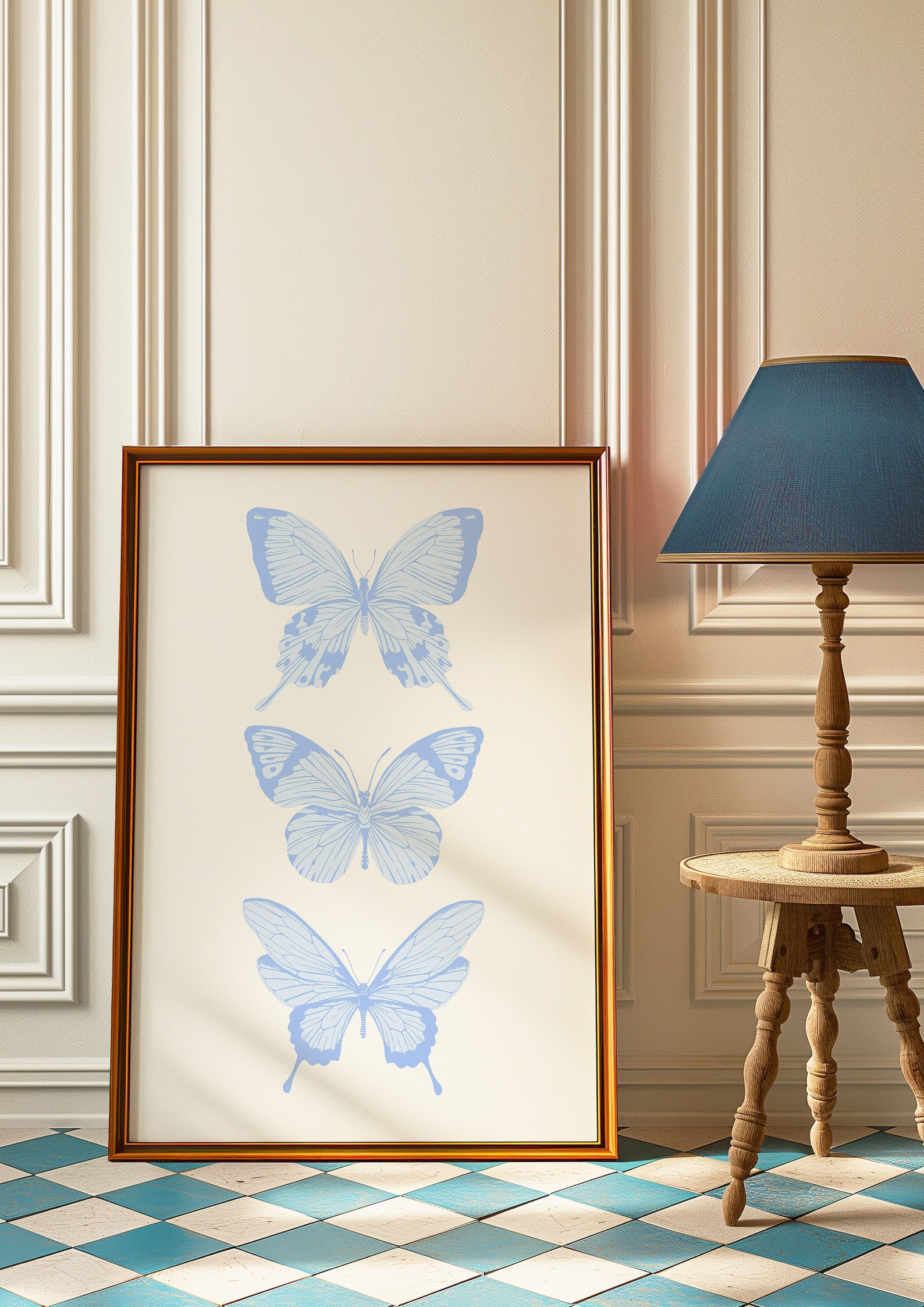 Blue Butterfly Poster, Trendy Preppy Wall Art (digital Print) - Etsy