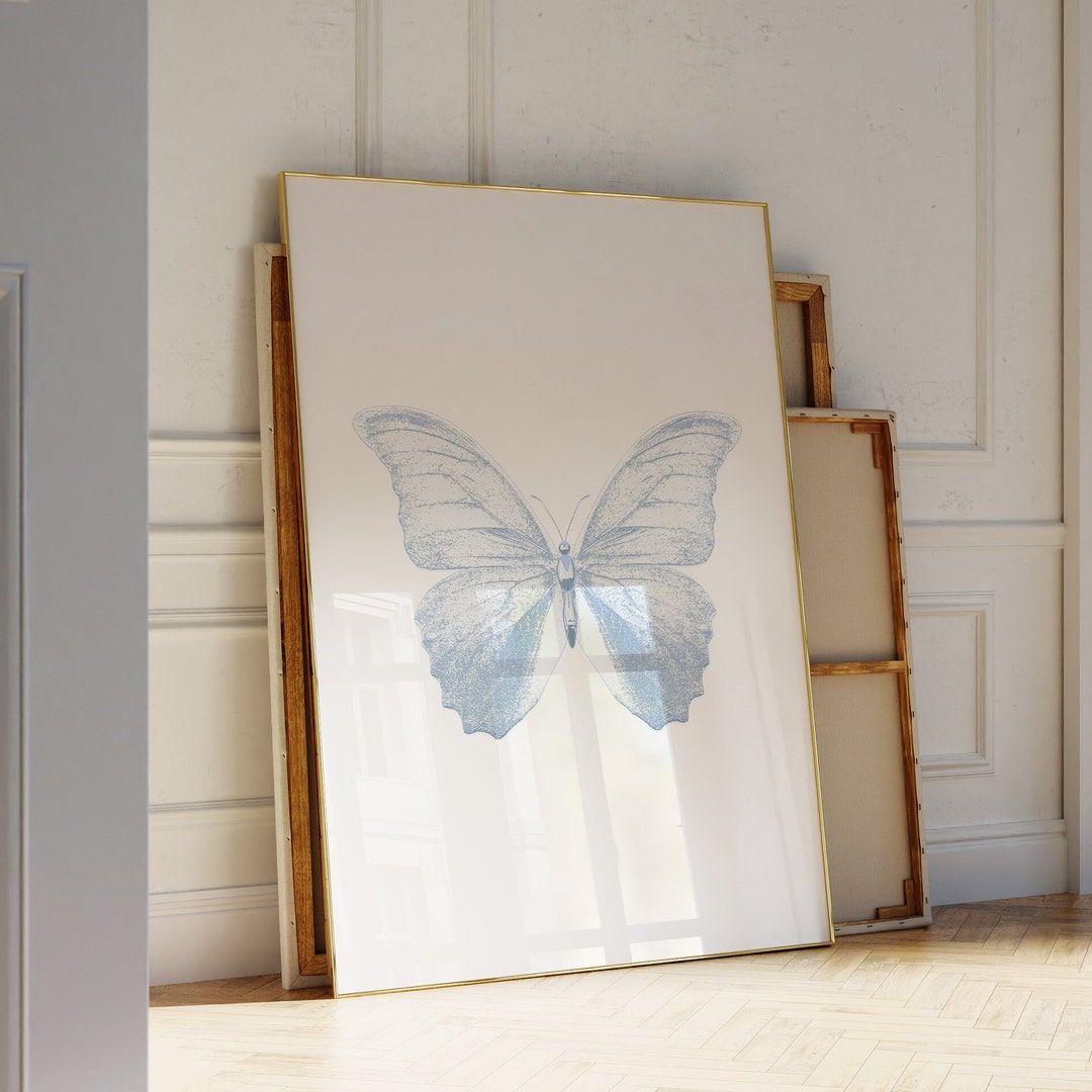 Blue Poster Butterfly Wall Art Blue Art Prints Trendy Digital - Etsy