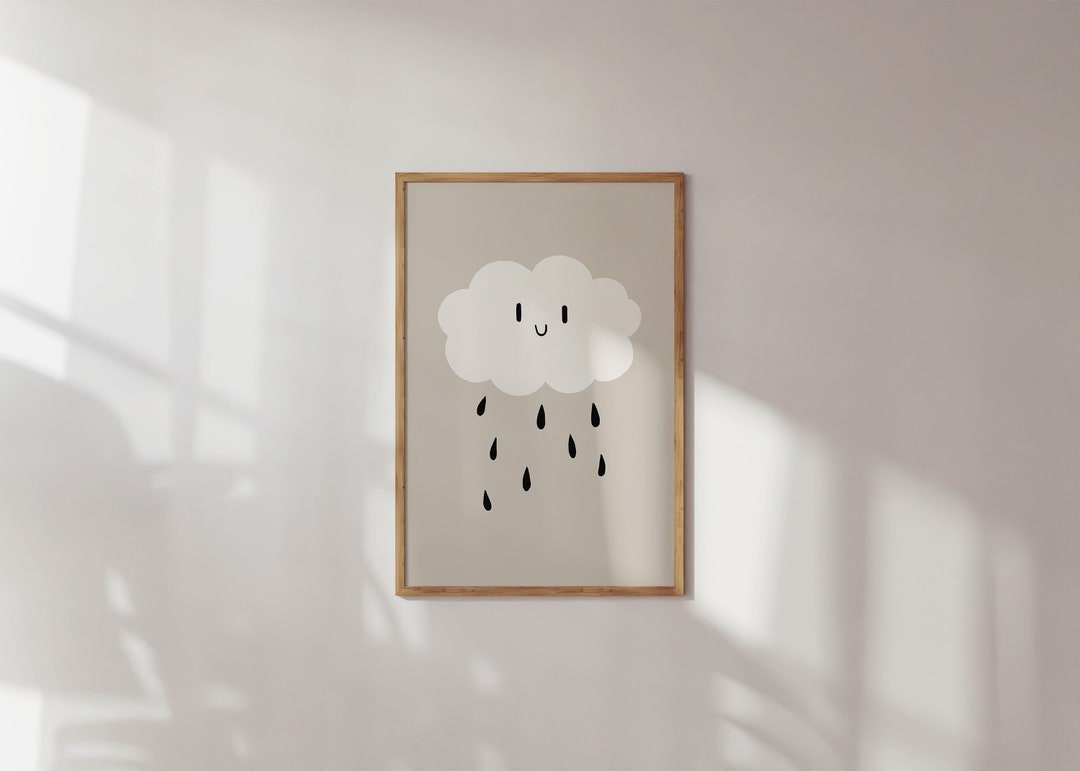 Neutral Nursery Wall Art Boho Rain Cloud Baby Room Wall Decor - Etsy