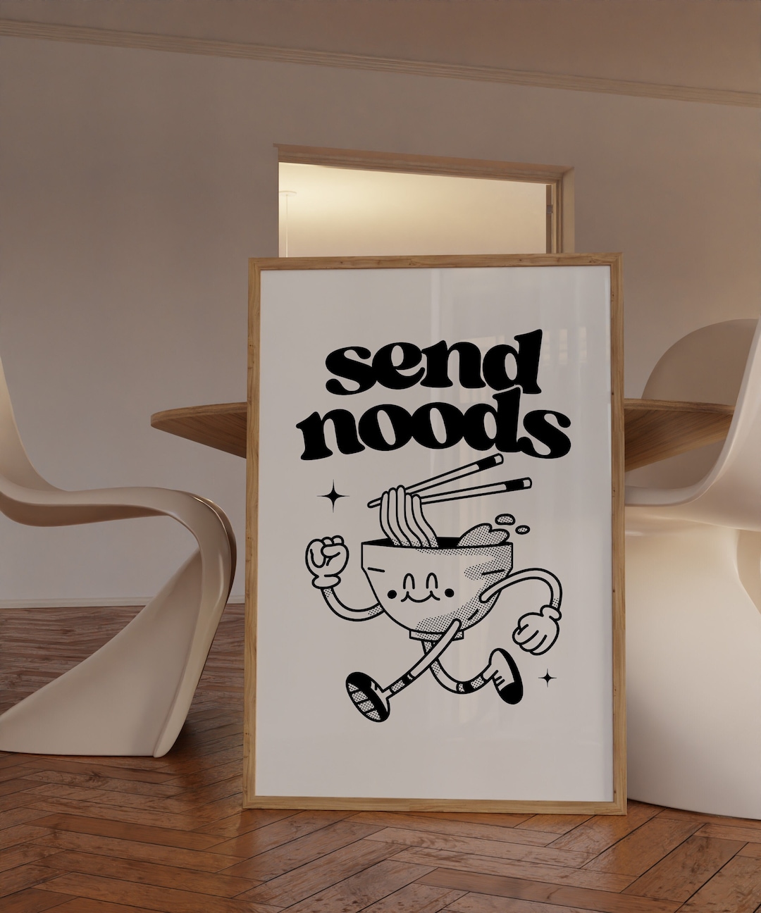 Send Noods Print Retro Cartoon Wall Art Noodle Wall Art Aesthetic Art ...