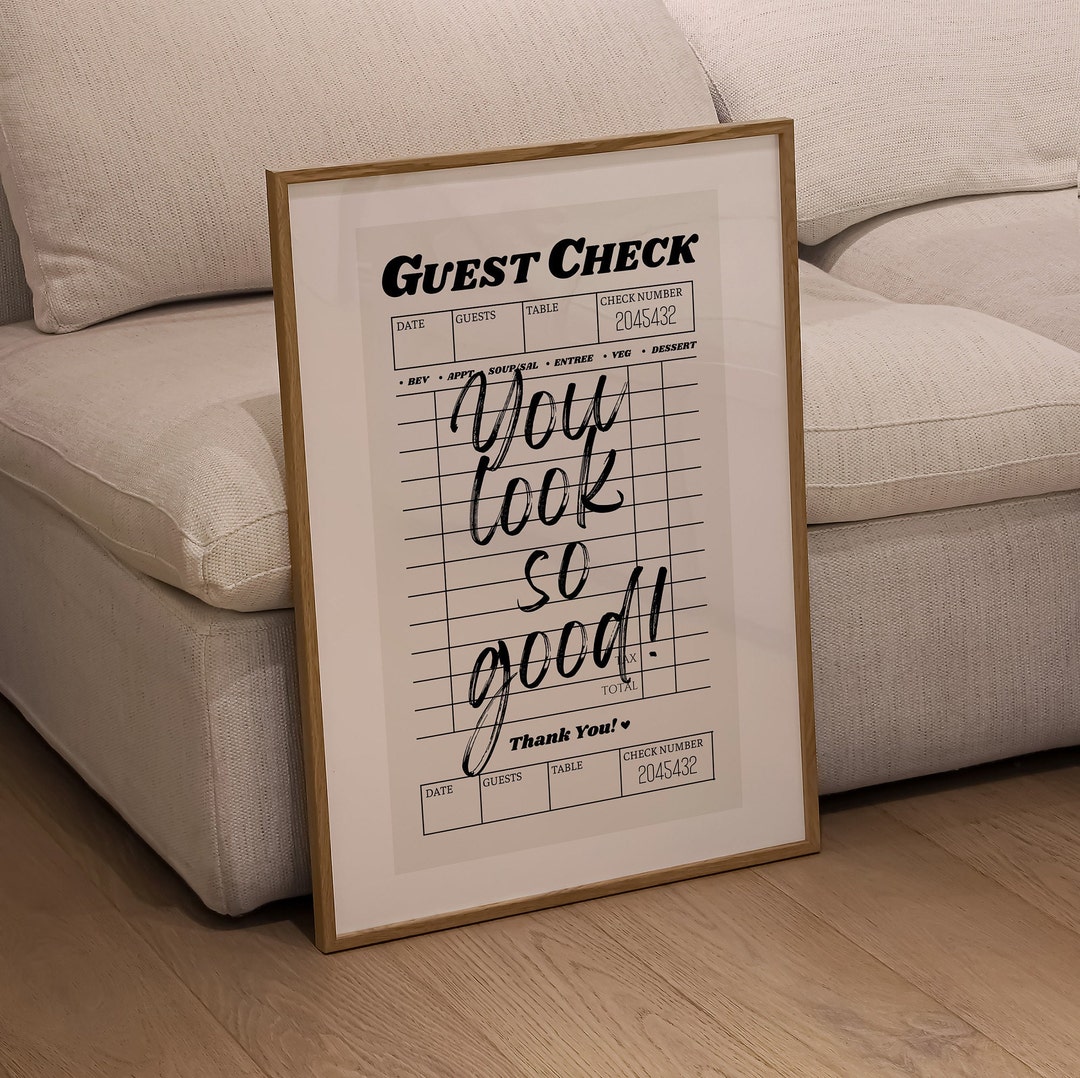 Guest Check Print Preppy Prints Art Trendy Printable Art Retro Wall Art ...