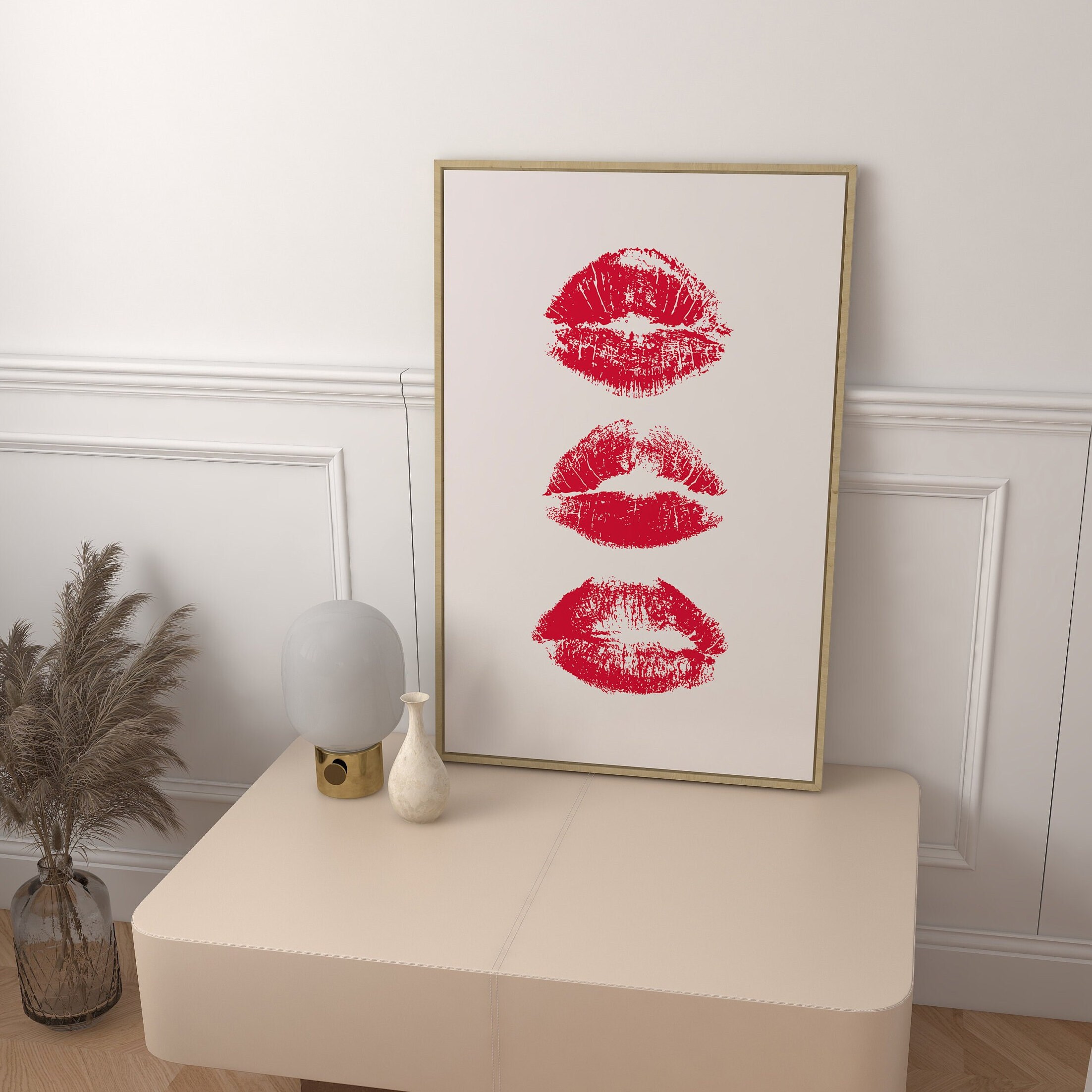 Kiss Lips Wall Art Trendy Wall Art Lips Print Preppy Dorm - Etsy