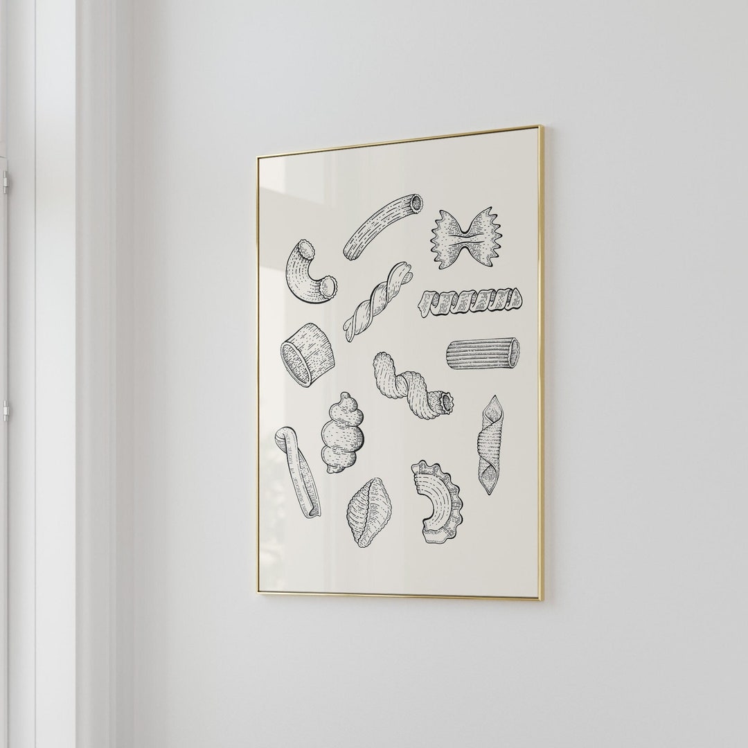 Pasta Wall Art Kitchen Ingredient Art Print Digital Download Food Art ...