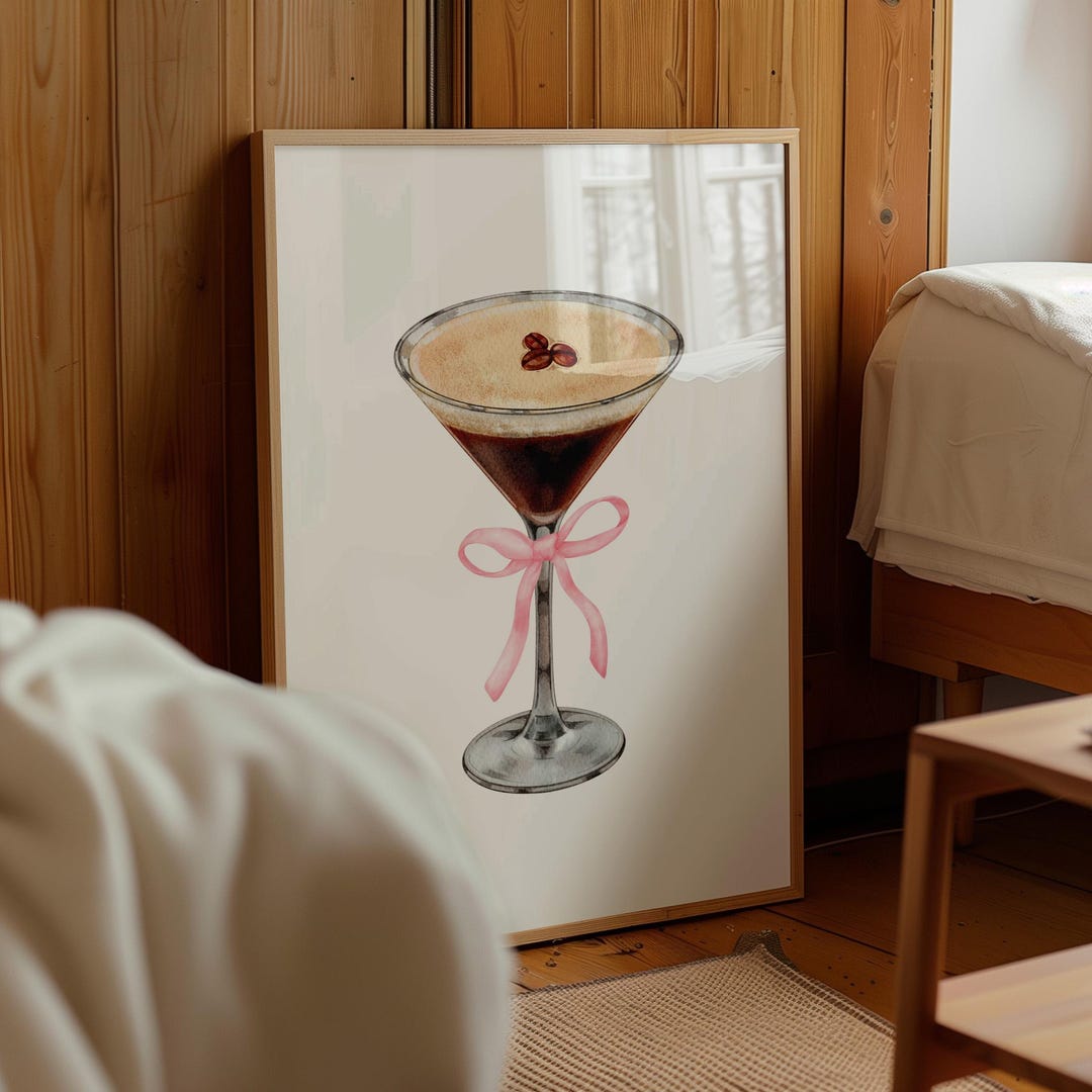 Pink Art Prints Cocktail Wall Art Aesthetic Wall Art Kiss Lips Wall Art ...