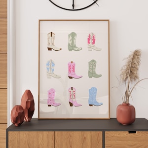 Cowgirl Boot Print Cowboy Boots Poster Bedroom Decor Cowboots Print ...