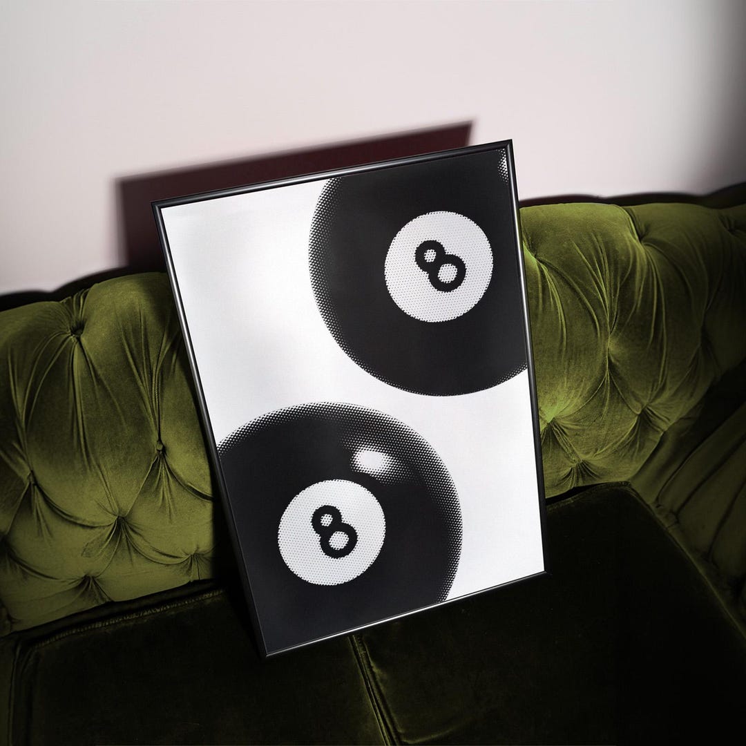 8ball Poster Black and White Prints Eightball Wall Art Aesthetic Room Decor Preppy Art Prints ...