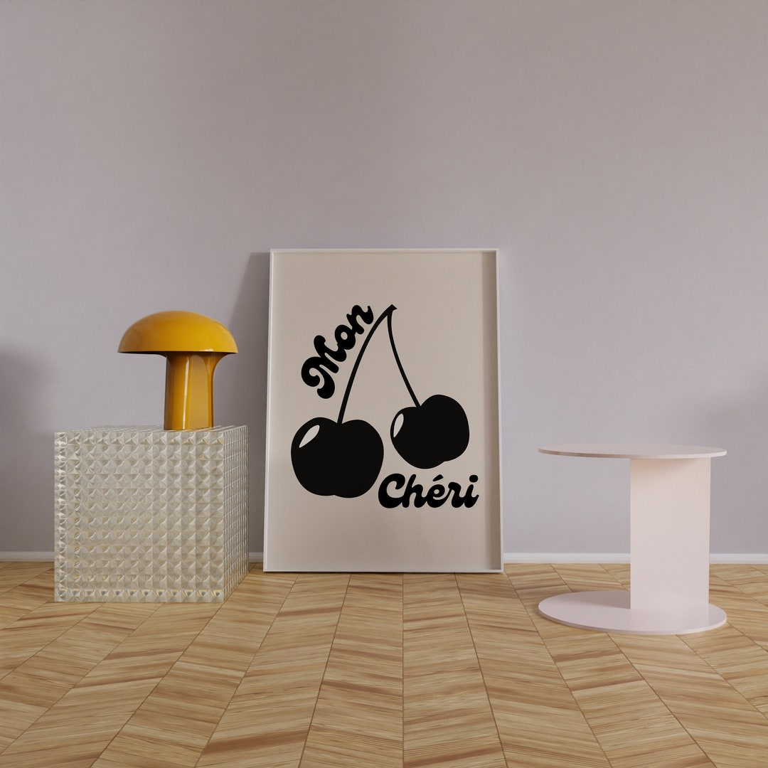Cherry Wall Art Mon Cheri Wall Art Cherries Poster Trendy - Etsy