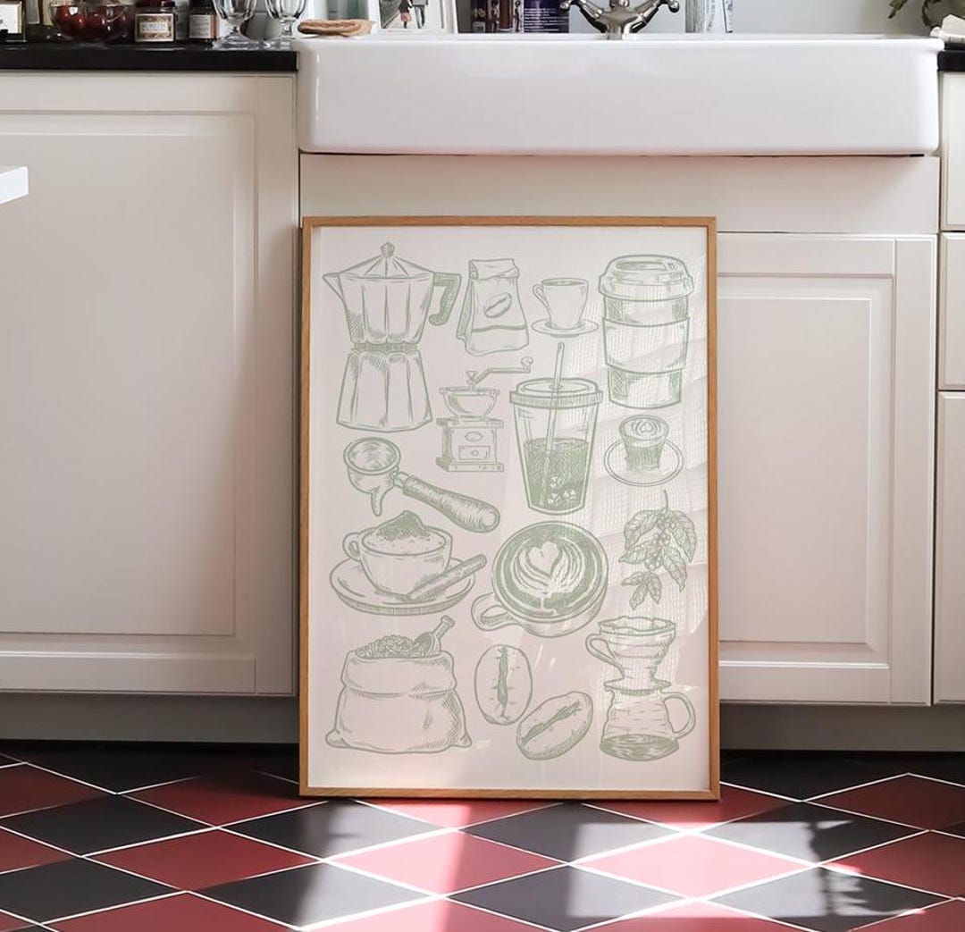 Sage Green Coffee Art Print, Kitchen Cafe Decor (digital Download) - Etsy