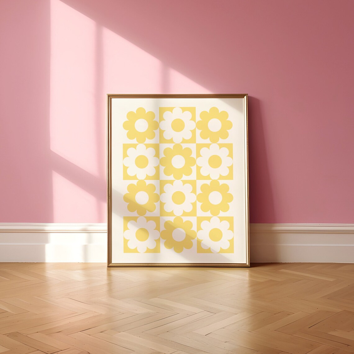 Yellow Wall Art Retro Flower Wall Art Yellow Art Prints Trendy - Etsy
