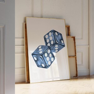 Navy Blue Wall Art Dice Art Aesthetic Room Decor Preppy Art Prints ...