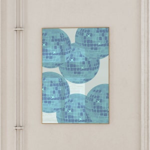 Blue Wall Art Disco Wall Art Preppy Room Decor College Dorm Poster ...