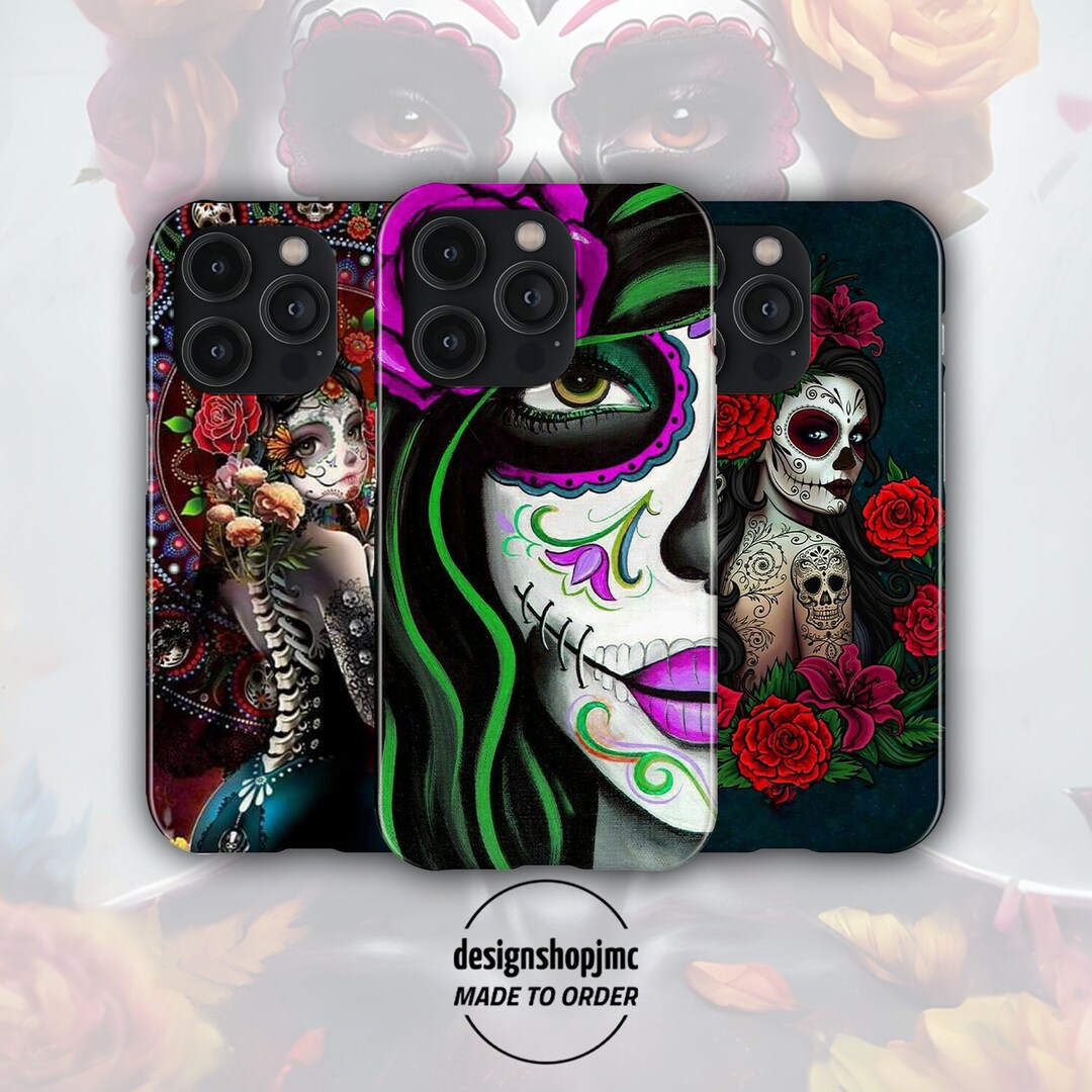 Sugar Skull Phone Case Print for iPhone 15 14 13 12 11 X XR XS Pro Max ...
