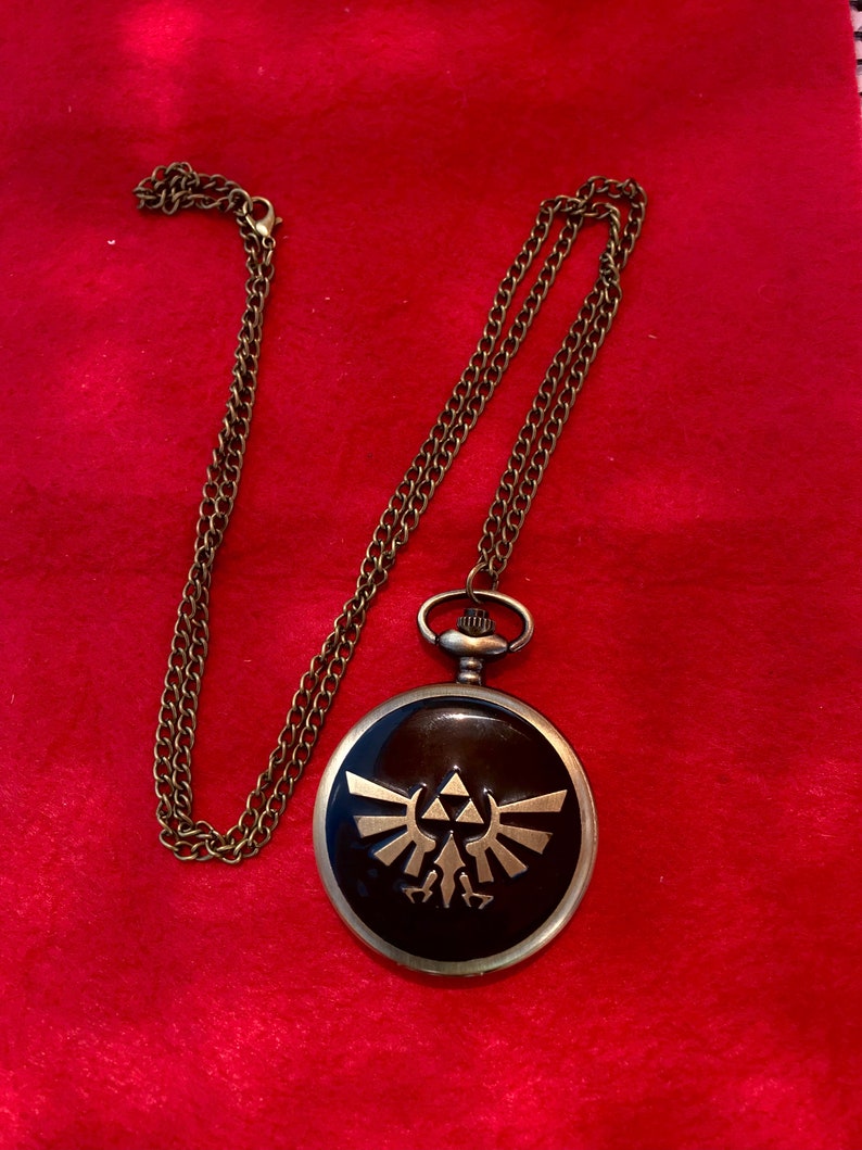 Zelda Triforce Bronze Pocket Watch Anime Themed Necklace - Etsy