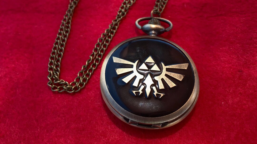 Zelda Triforce Bronze Pocket Watch Anime Themed Necklace - Etsy