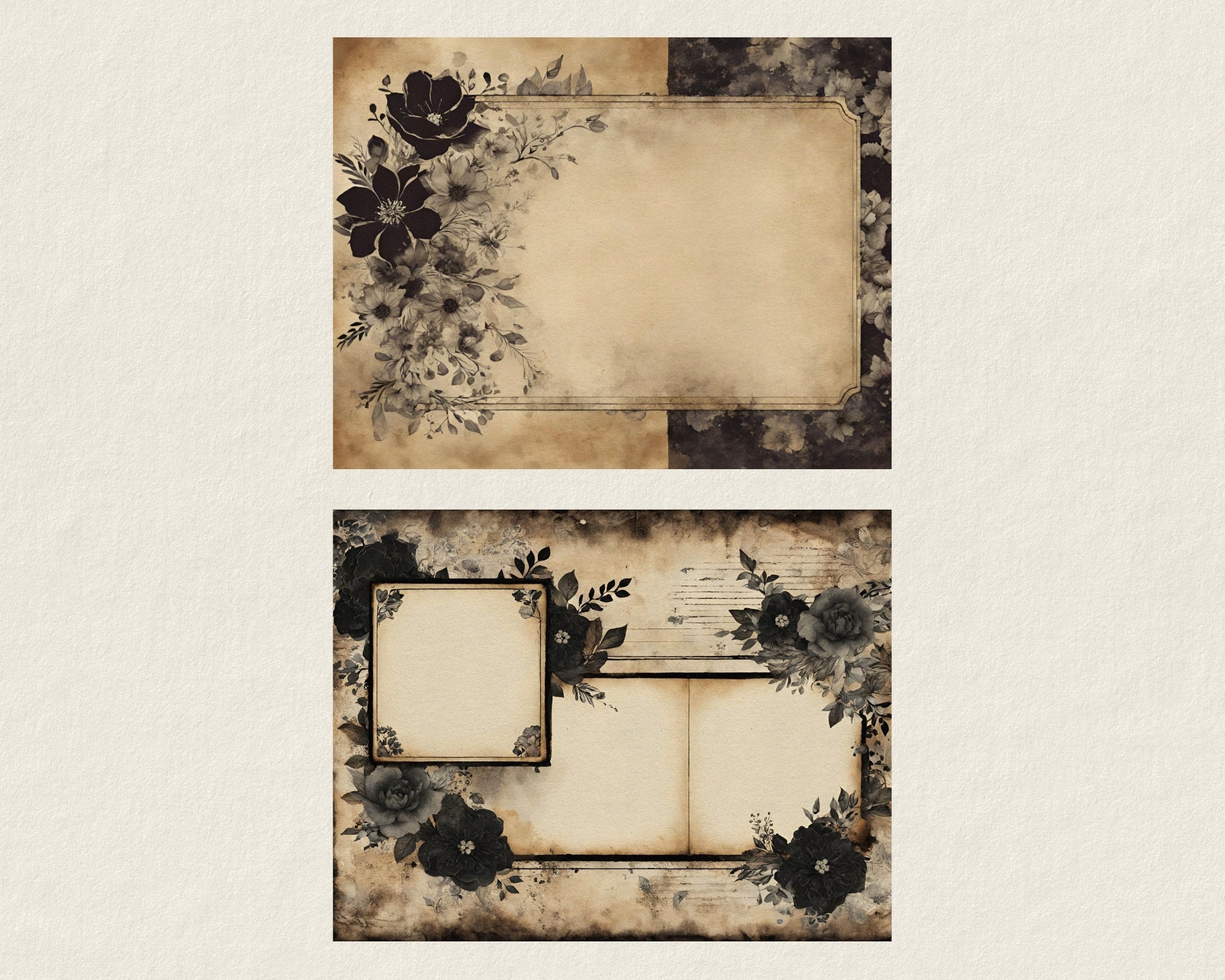 Dark Grunge Florals Junk Journal Kit | Vintage Digital Paper for ...