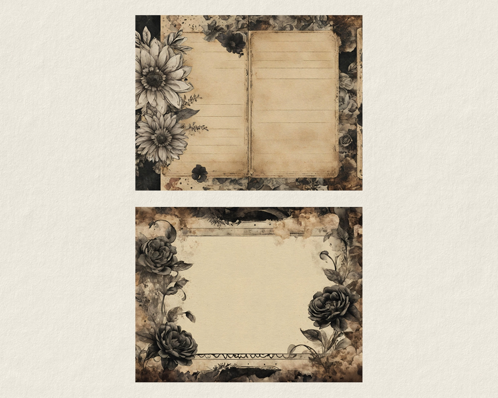 Dark Grunge Florals Junk Journal Kit | Vintage Digital Paper for ...