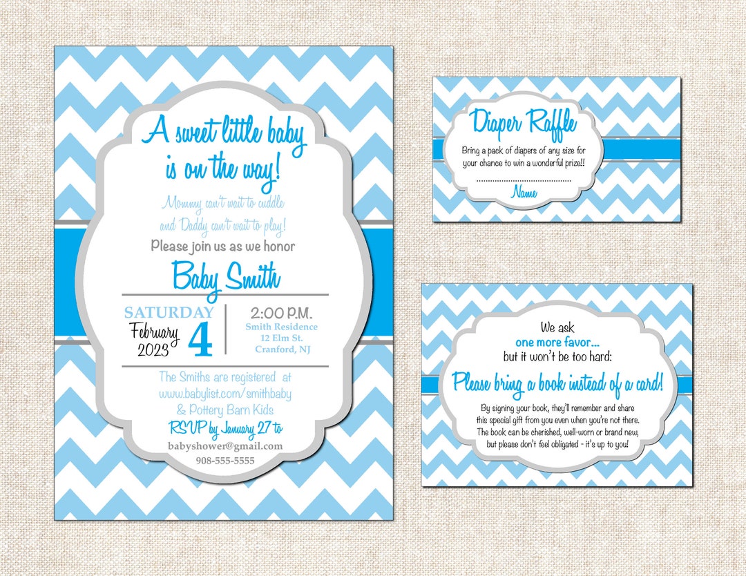 Chevron Baby Shower Bundle, Baby Shower Printables, Chevron Pattern ...