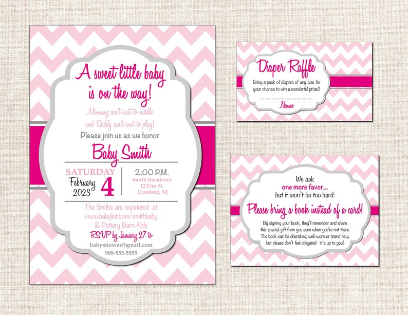 Chevron Baby Shower Bundle, Baby Shower Printables, Chevron Pattern ...
