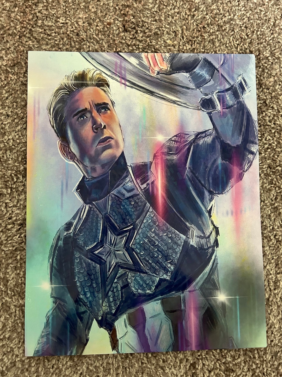 Marvel Captain America Holographic Print Chris Evans Steve Rogers - Etsy