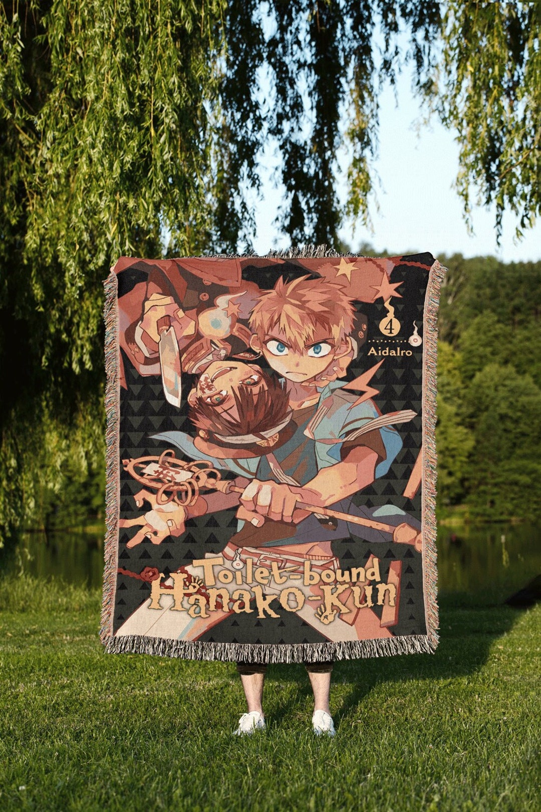 100% Cotton Anime Handmade Woven Tapestry Blanket, Hanako-kun Throw ...