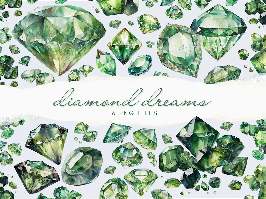 Magical Diamond Dreams - Watercolor Diamonds Clipart, PNG, Instant ...