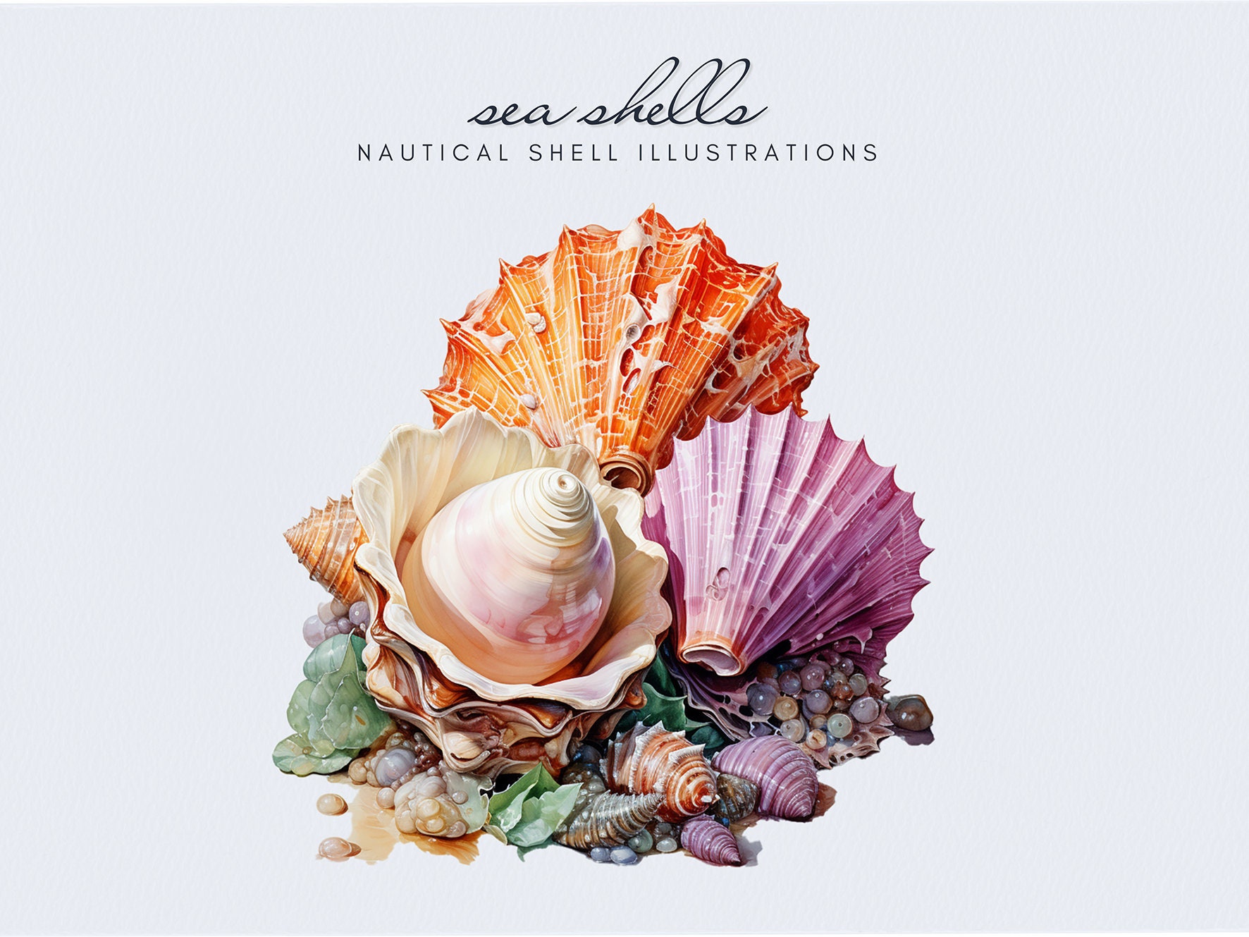 Beautiful Seashells Clipart - Instant Download - PNG - Summer Clipart ...