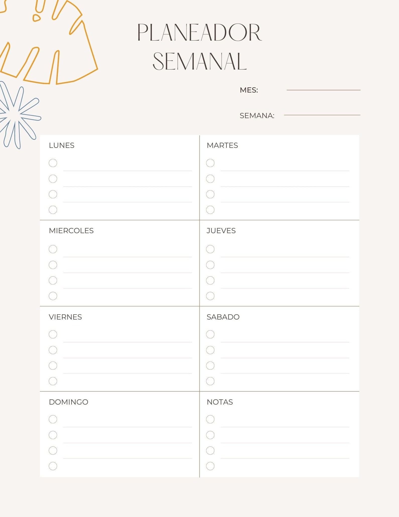 Planeador Semanal, Planificador Imprimible - Etsy