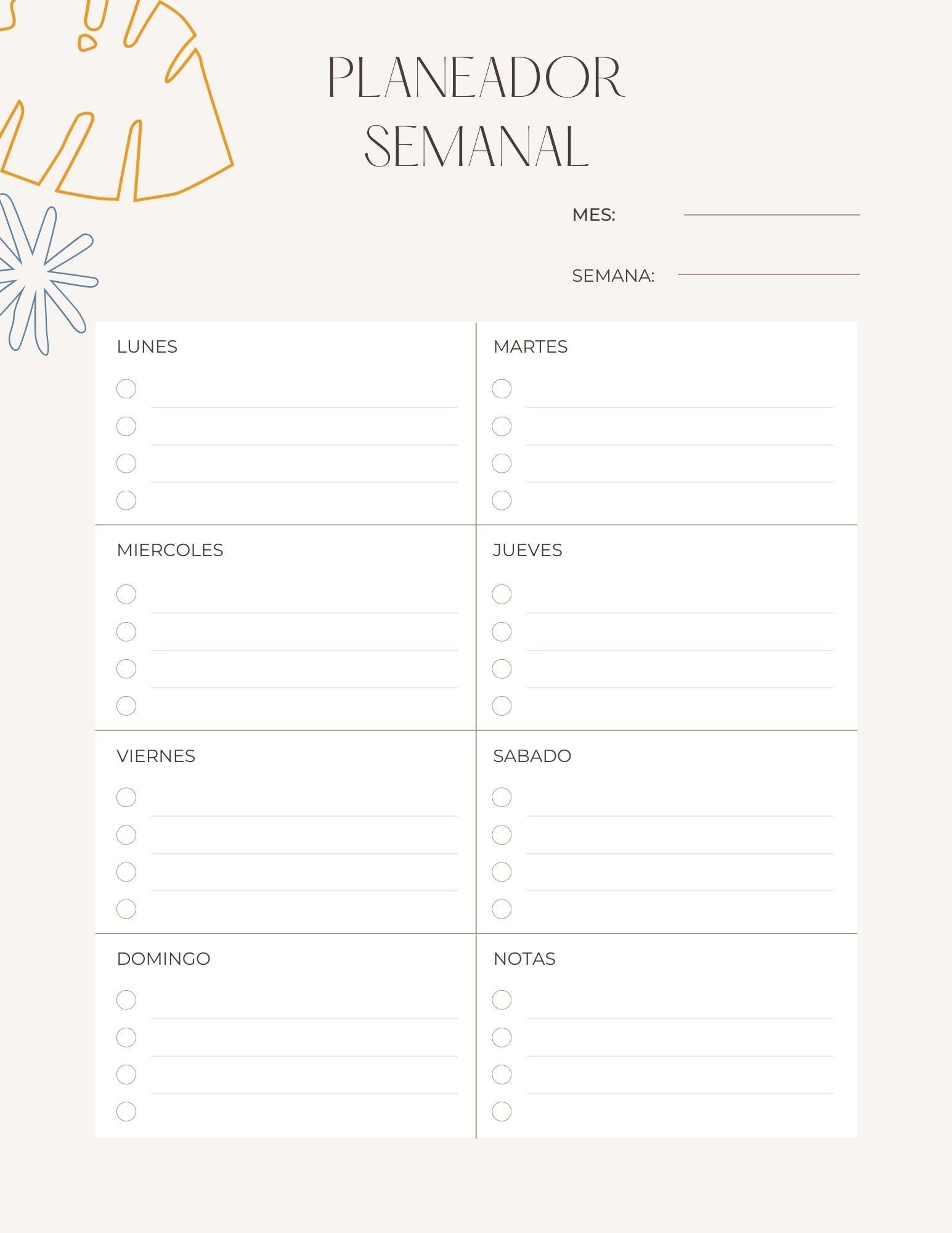 Planeador Semanal, Planificador Imprimible - Etsy