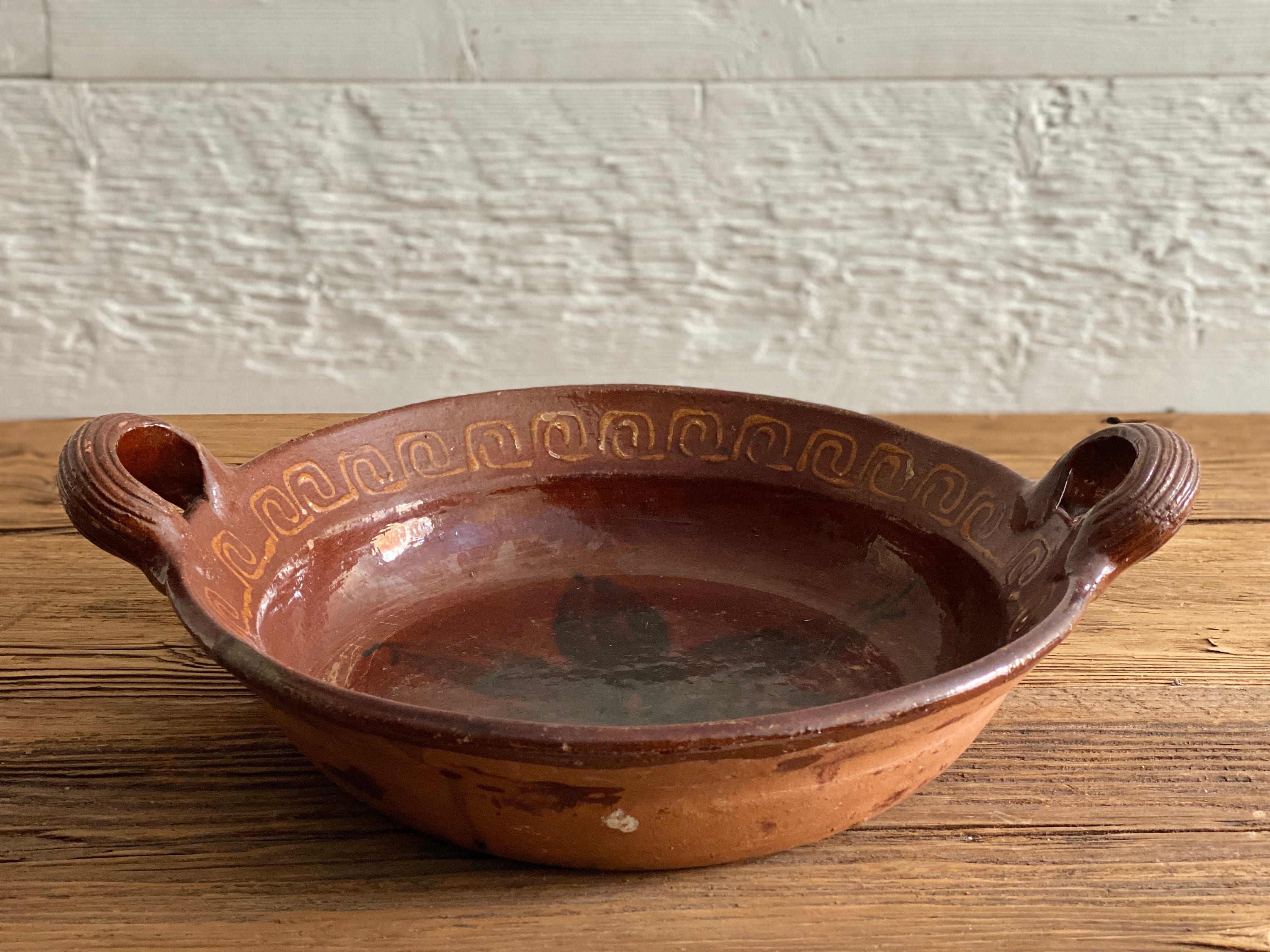 Large Vintage South American Terra Cotta Baking Dish With Hand-painted ...