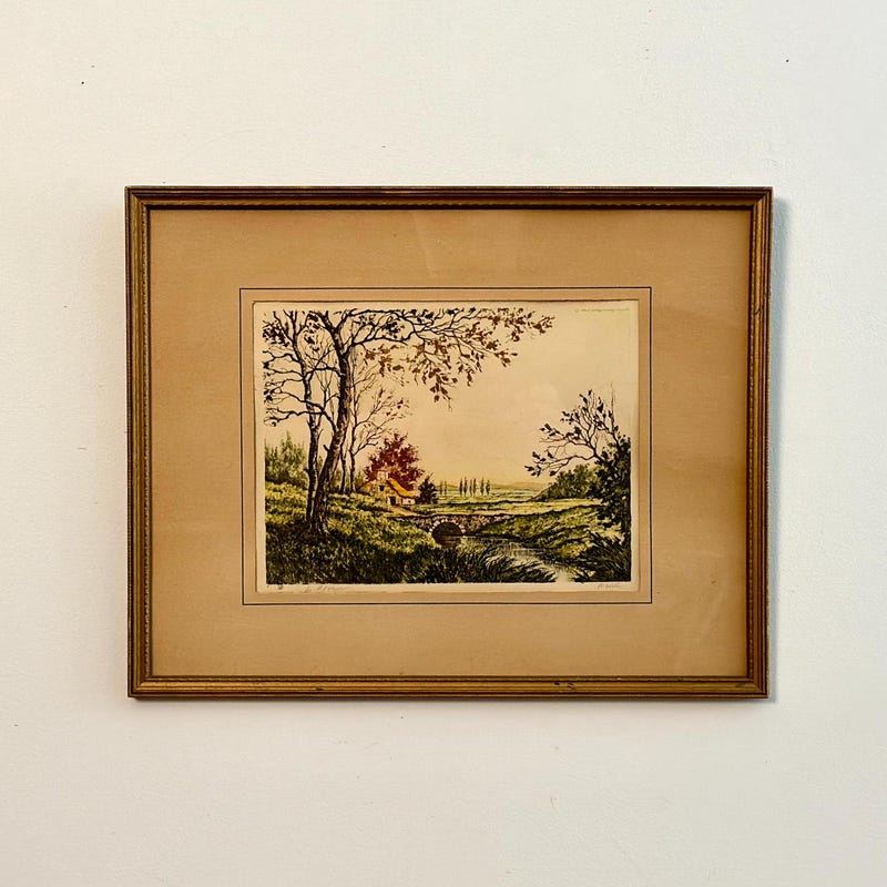 Hand Colored Etching - Etsy