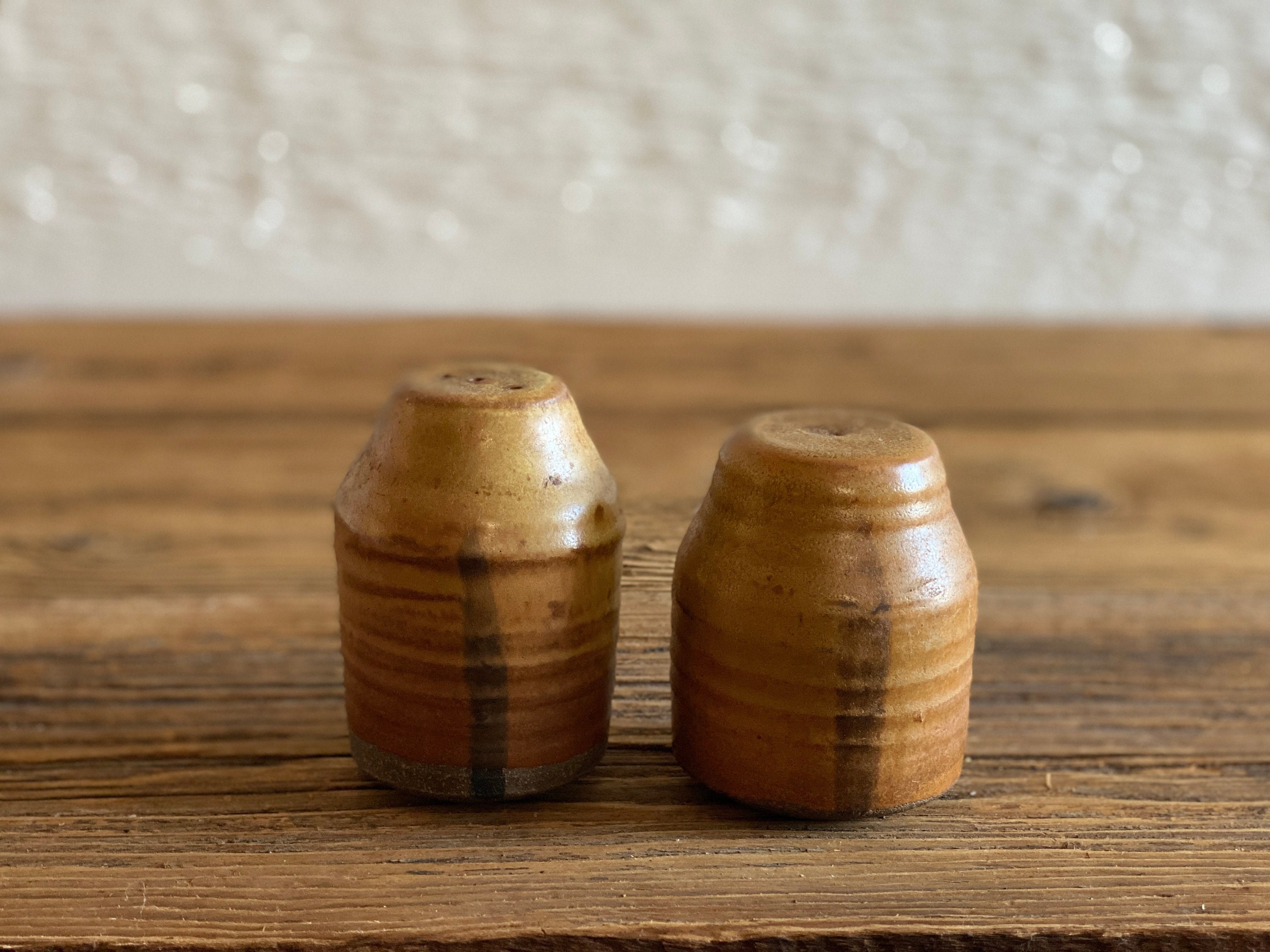 Vintage Hand-turned Ceramic Salt and Pepper Shakers, With Cork Plugs - Etsy