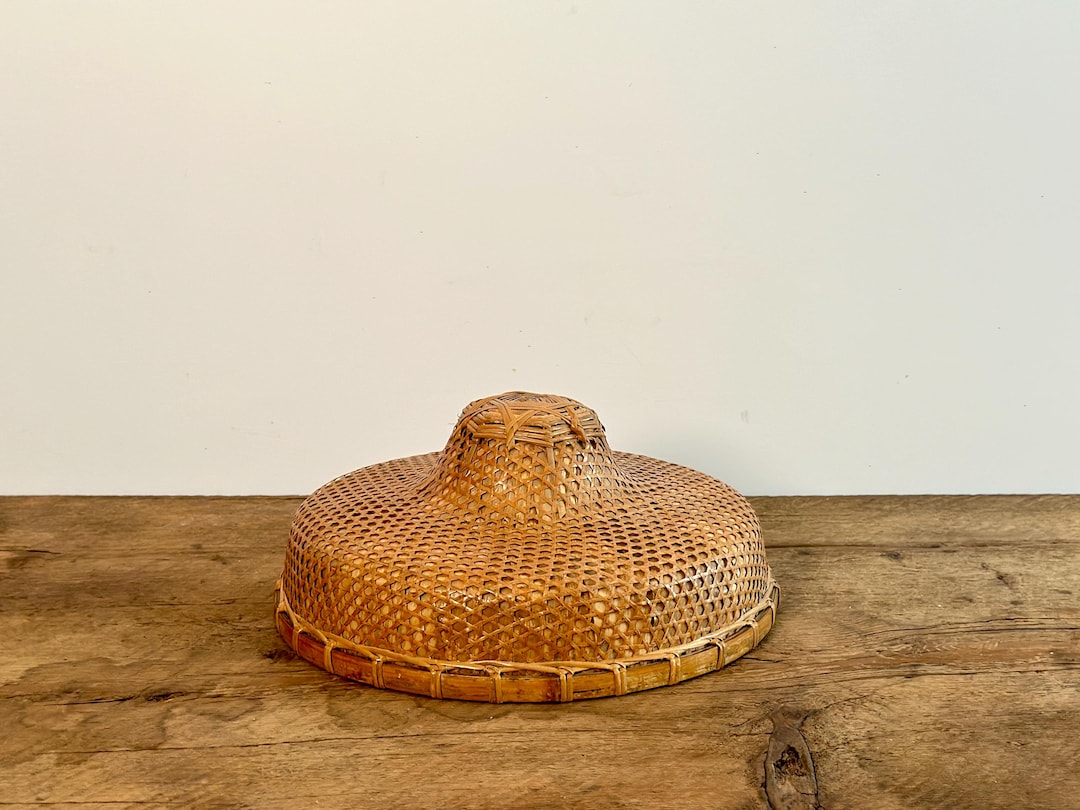 Antique/ Vintage Chinese Bamboo Hat, Asian Coolie Bamboo Hat, Made in ...