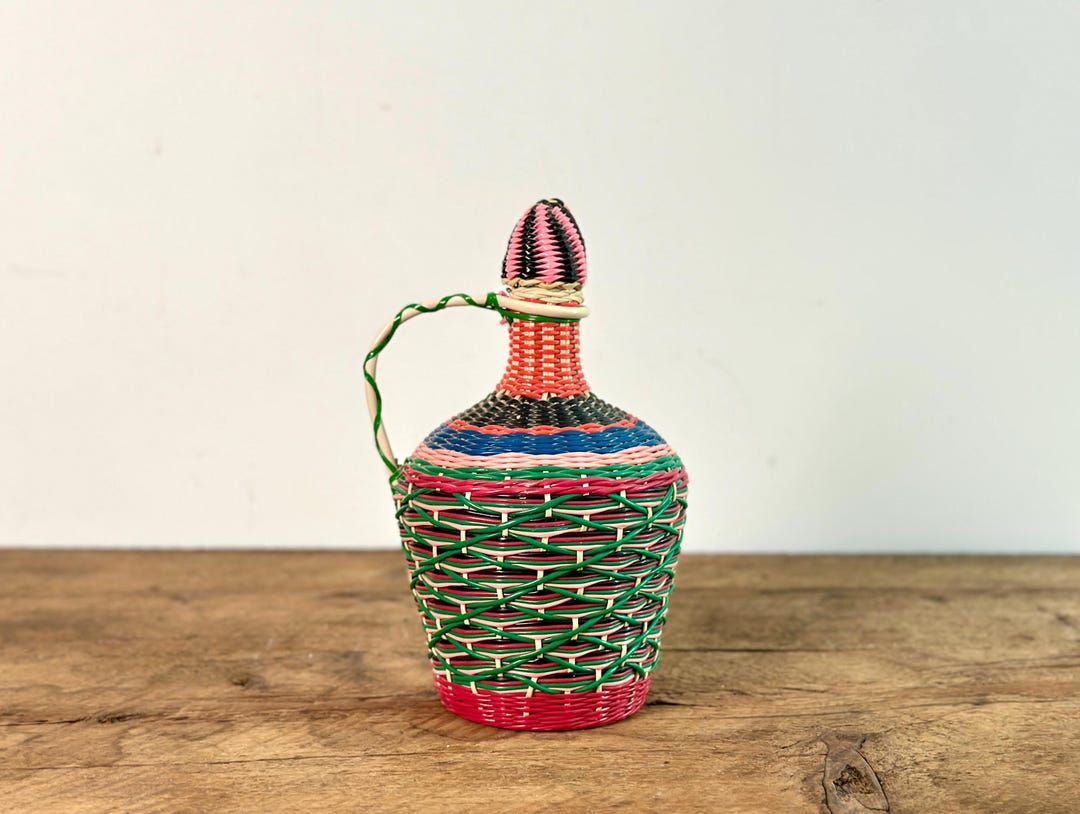 Vintage Empty Viresa Wine Bottle From Spain, Scoubidou Dame-jeanne ...