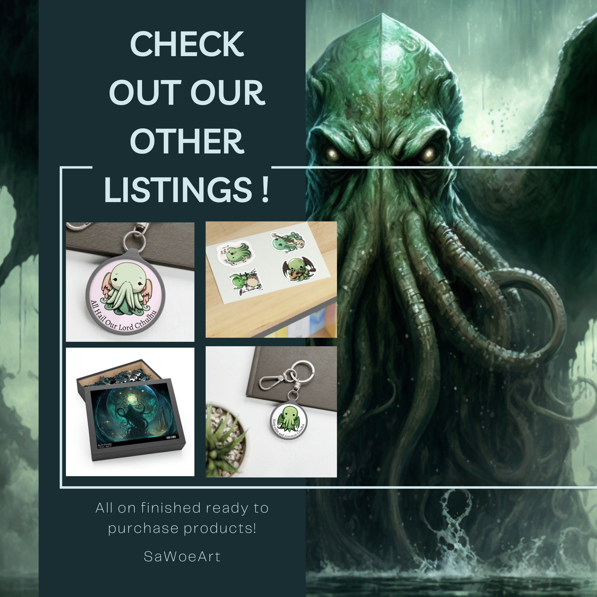 Kawaii Cthulhu Rock Band Sticker | Chibi Cute Lovecraft Vinyl Stickers ...