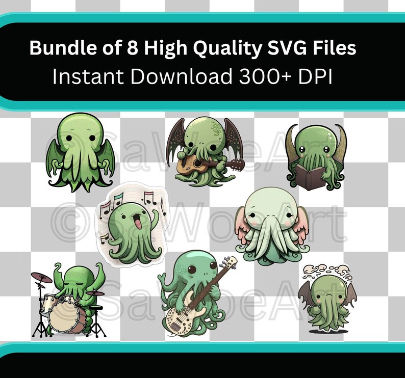 Cute Kawaii Cthulhu SVG Files Bundle of 8 Digital Instant - Etsy