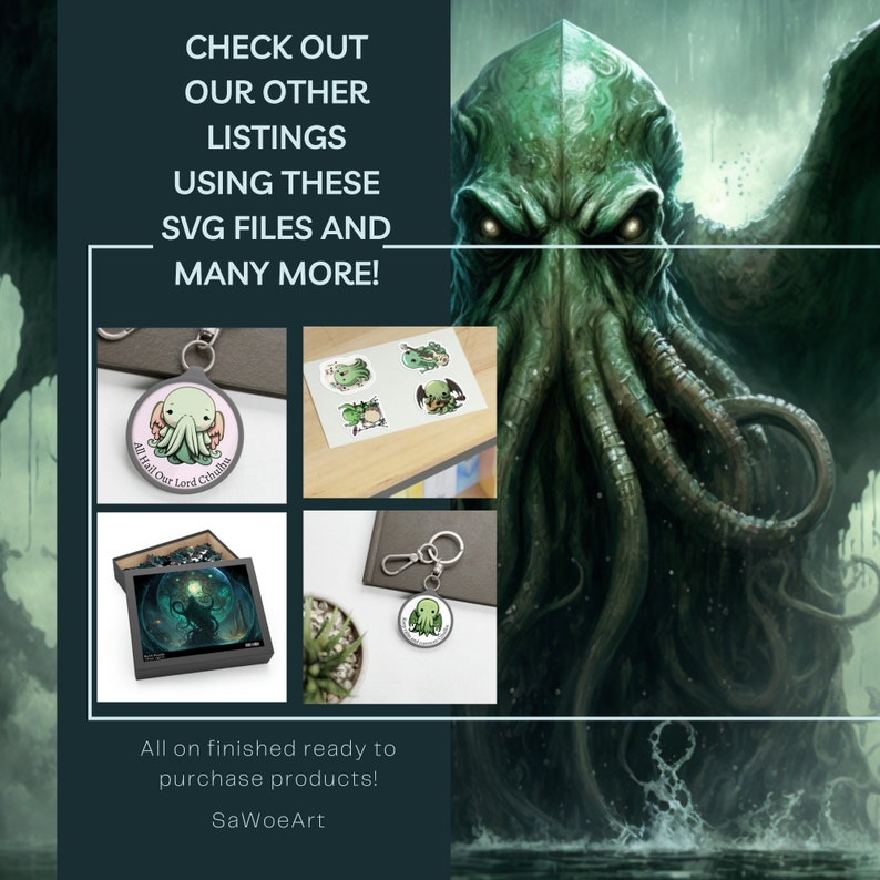 Cute Kawaii Cthulhu SVG Files Bundle of 8 Digital Instant - Etsy