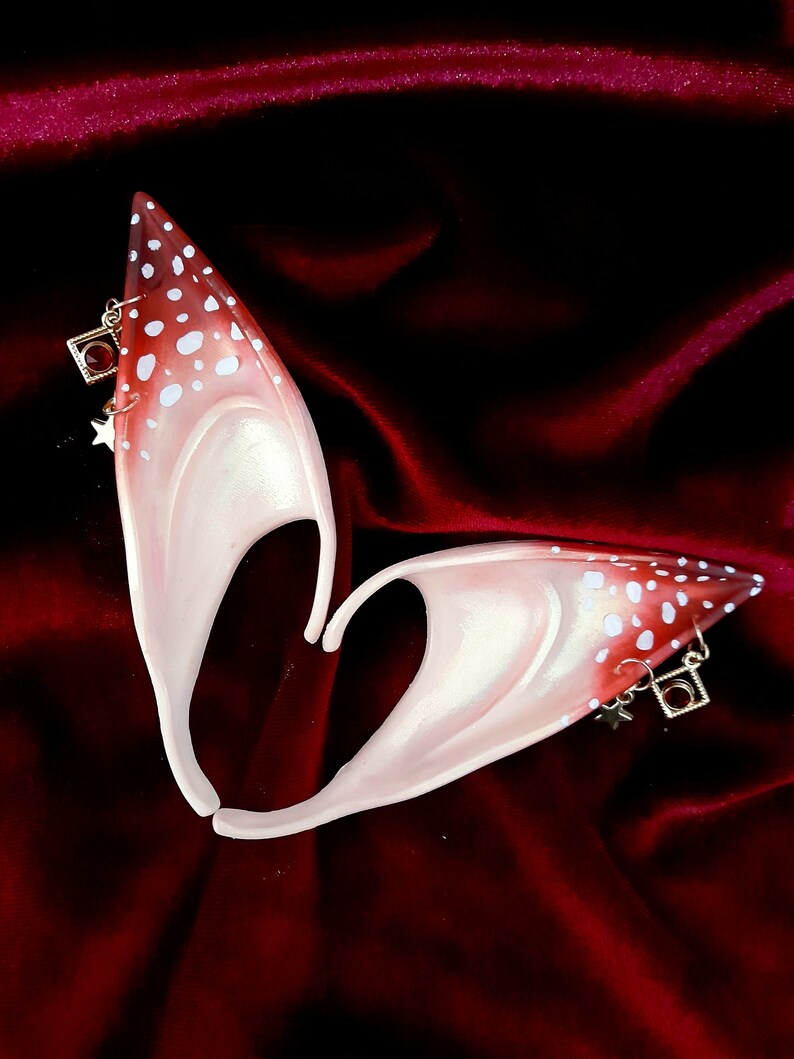 Customised Elf Ears for Renfaire Red Mushroom Elf Ears for Cosplay Elf ...