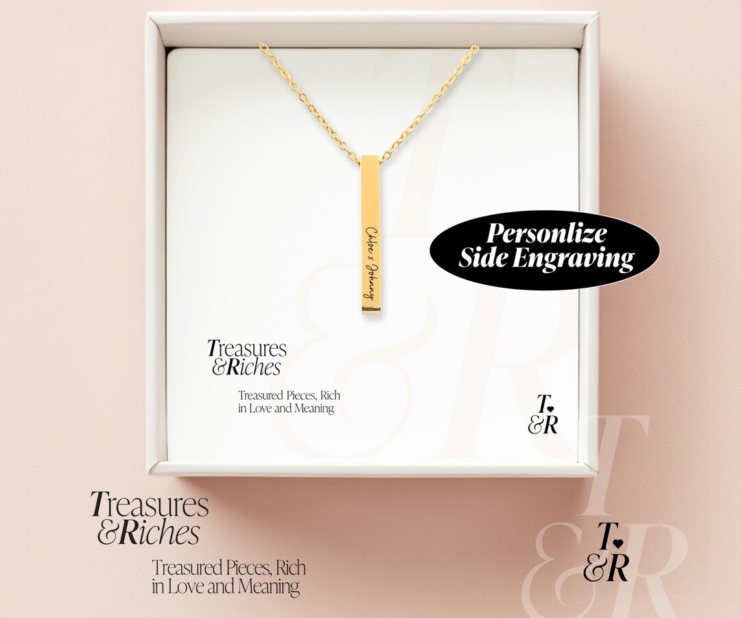 Custom Message Necklace - Custom Names Necklace - Custom Text Bar ...